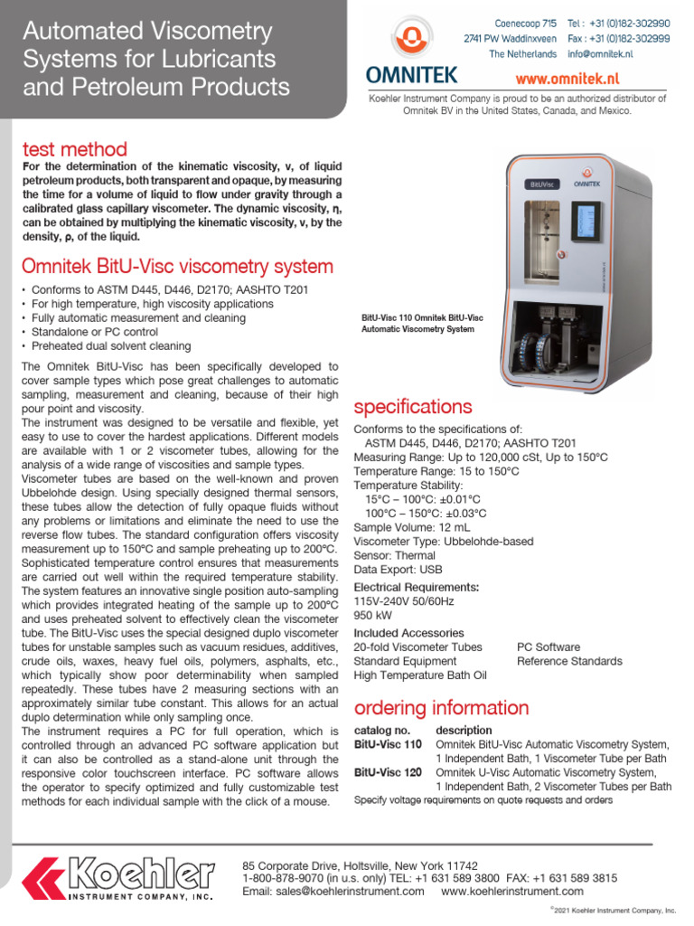 Omnitek BitU-Visc Viscometry Systems | PDF