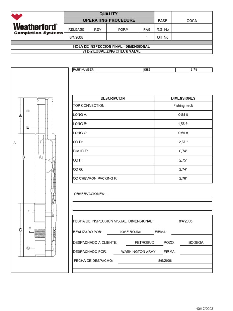 Copia de STANDING VALVE 2.75 | PDF