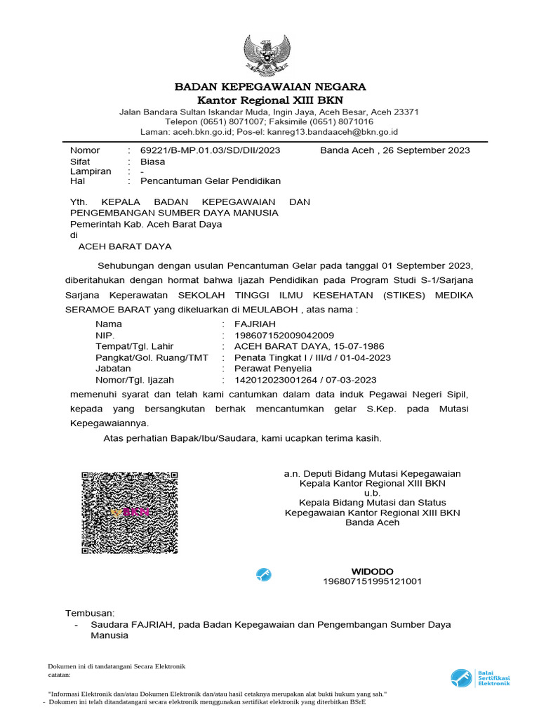 Dokumen SK Pencantuman Gelar Akademik | PDF