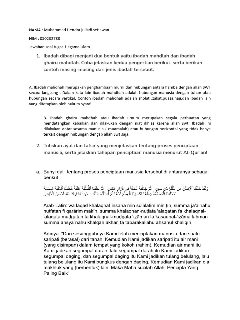 Tugas 1 Agama Islam | PDF