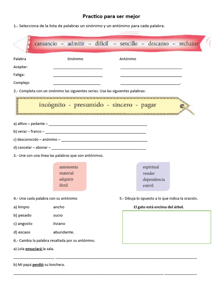 Sininimos y Antonimos. | PDF