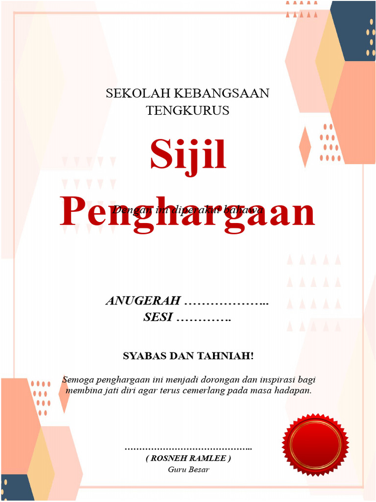 Template Sijil Anugerah Khas | PDF