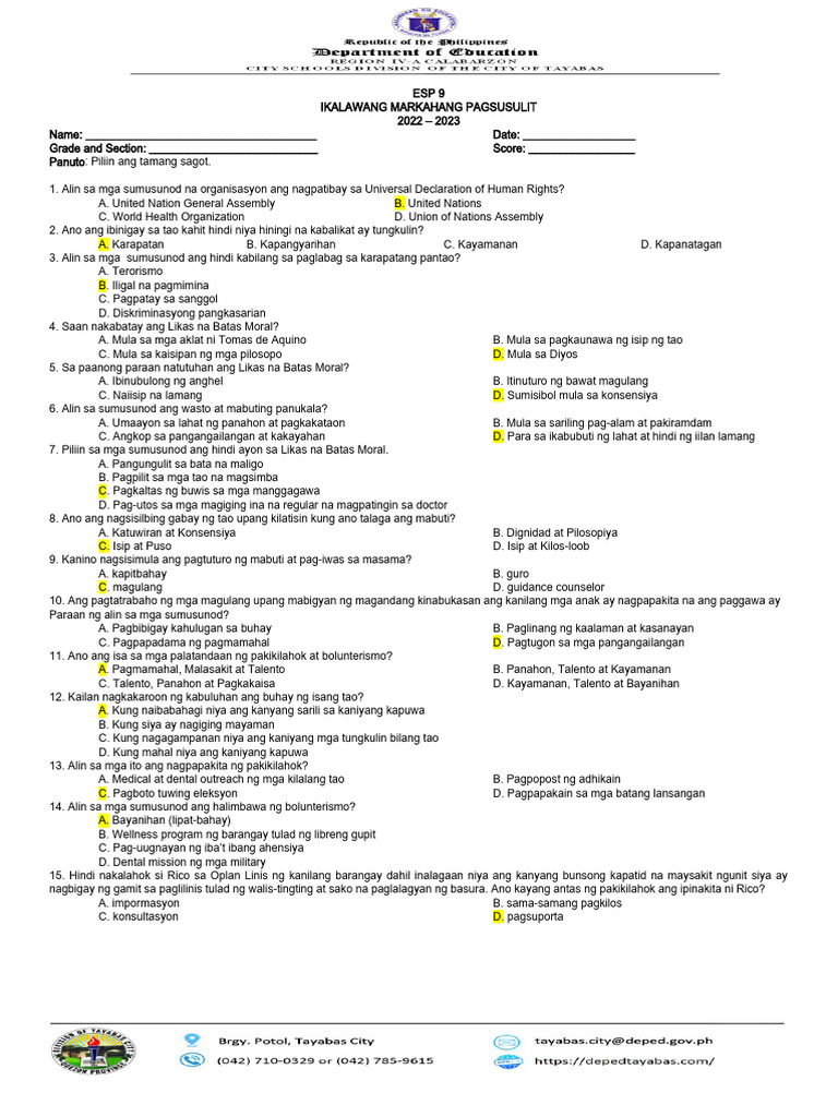 Keytocorrectionq2 Esp 9 | PDF