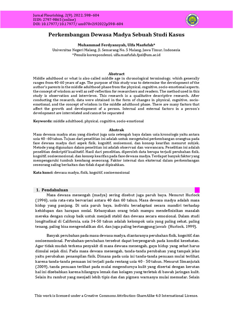 598 604 Perkembangan Dewasa Madya Sebuah Studi Kasus 1 | PDF