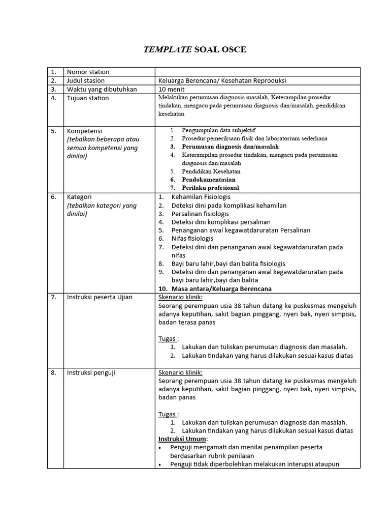 Template Soal Osce Pid | PDF