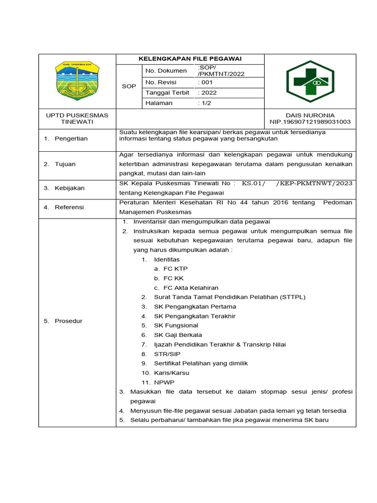 SOP Kelngkapan Binder | PDF