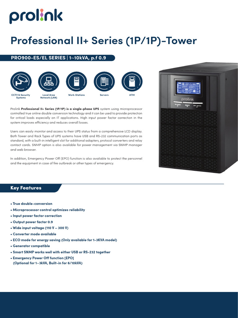 Prolink PRO901-ES UPS Overview | PDF