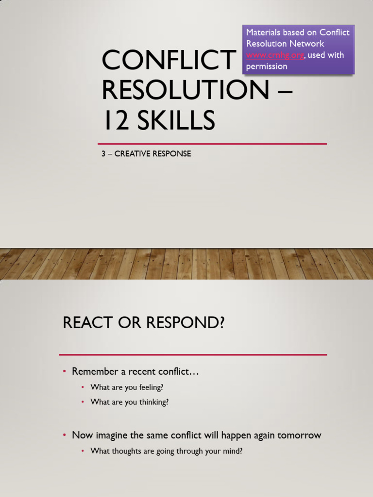 Conflict Resolution - 12 Skills - 3 | PDF