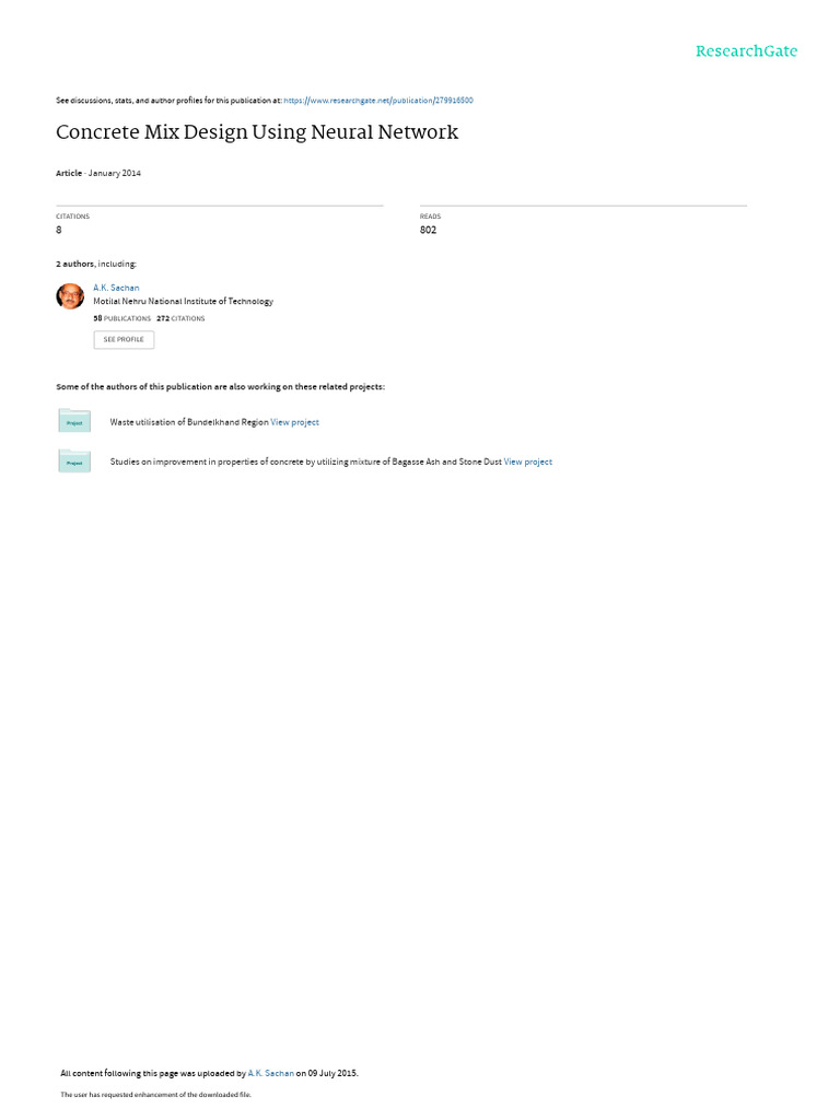 Concrete Mix Design Using Neural Network | PDF | Concrete | Artificial Neural Network