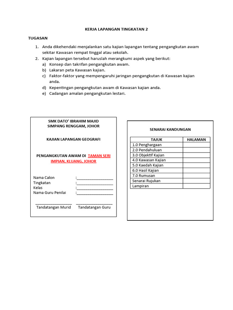Kerja Lapangan Tingkatan 2 | PDF