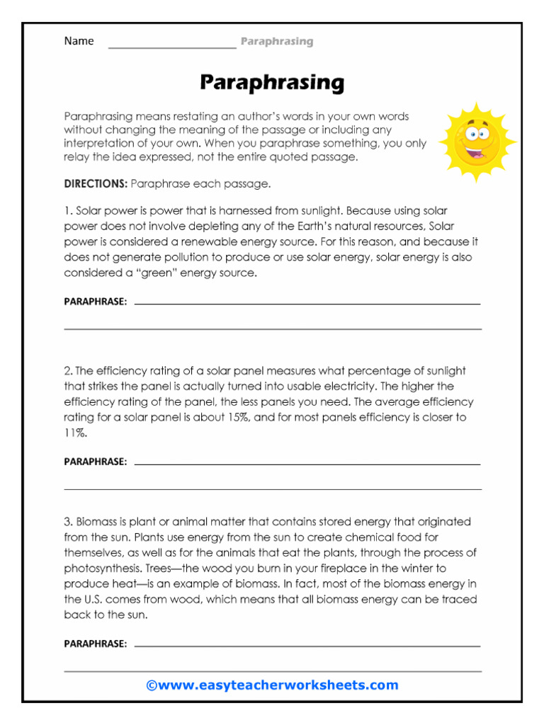 Paraphrase Activity | PDF