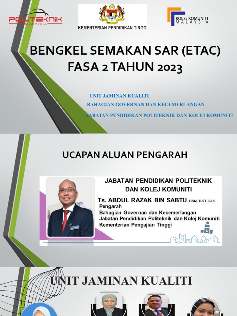 Slide Taklimat Ujk BGK Bengkel Semakan Sar Fasa 2 - 9 Okt 2023 | PDF