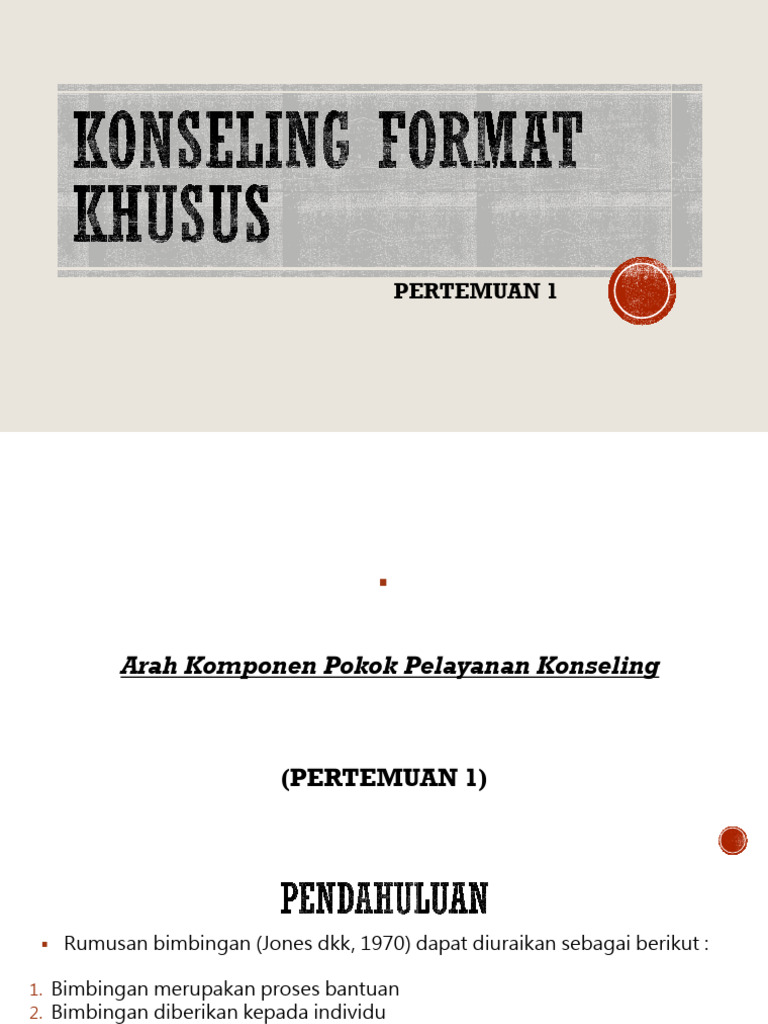 Konseling Format Khusus - Pertemuan - 1 | PDF