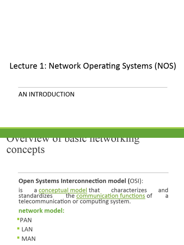 Lecture 1: Network Operating Systems (NOS) | PDF | Operating System | Computer Network