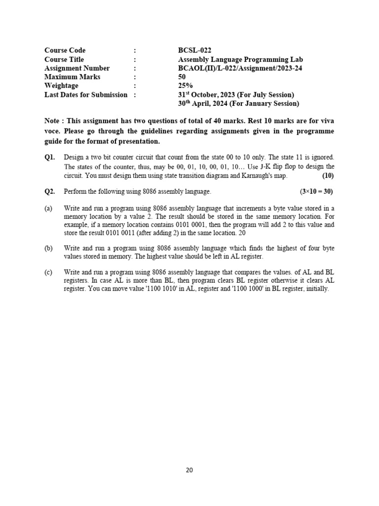Assembly Language Lab Assignment | PDF | Computers | Technology & Engineering