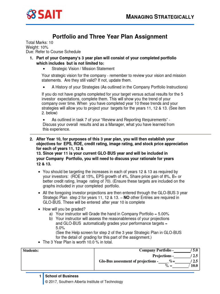 MNGT395 - Three Year Plan | PDF | Strategic Planning | Market (Economics)