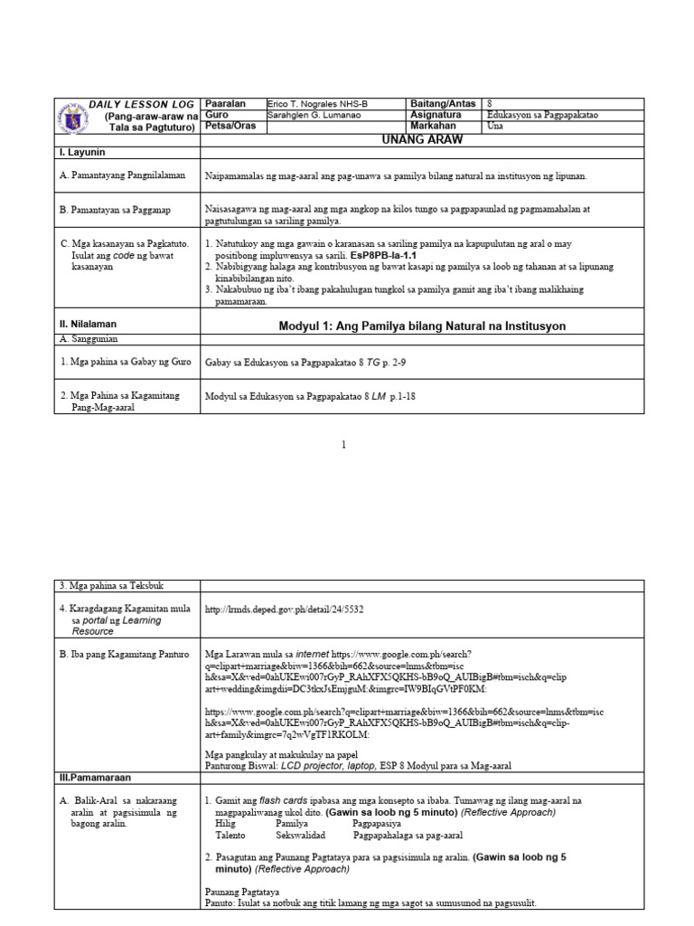 DLL ESP 8 Modyul 1 | PDF