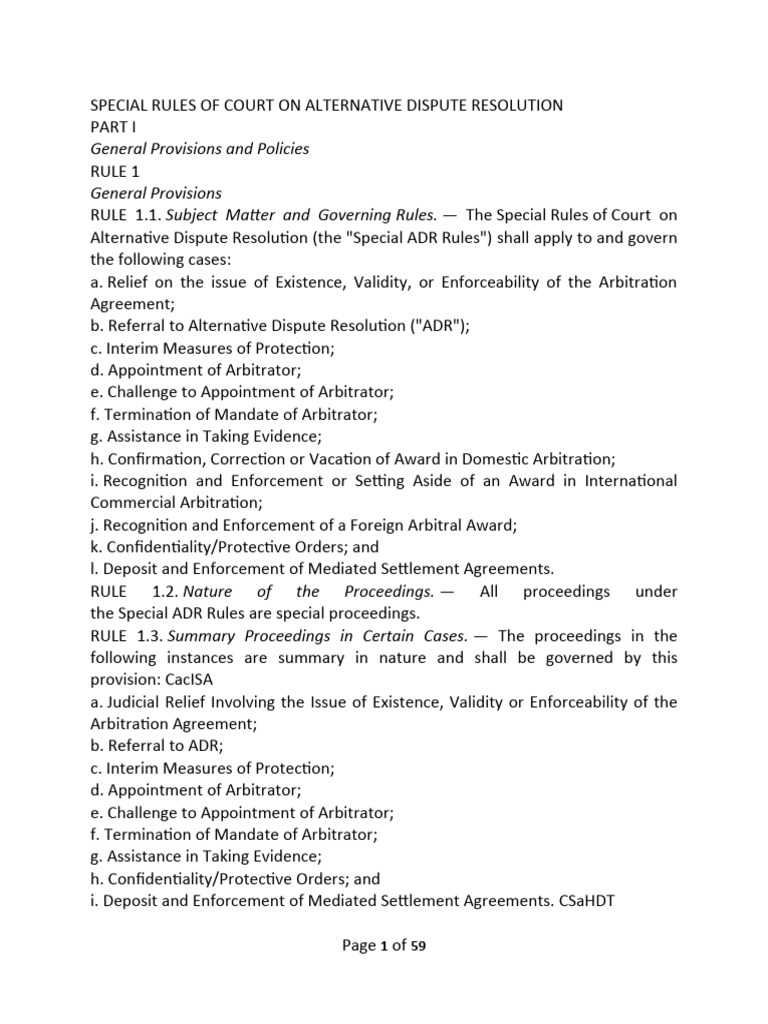 Special Adr Rules | PDF