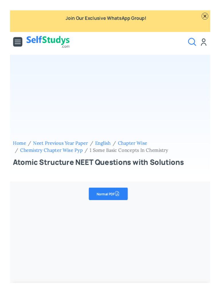 Atomic Structure MCQ Neet 24 | PDF