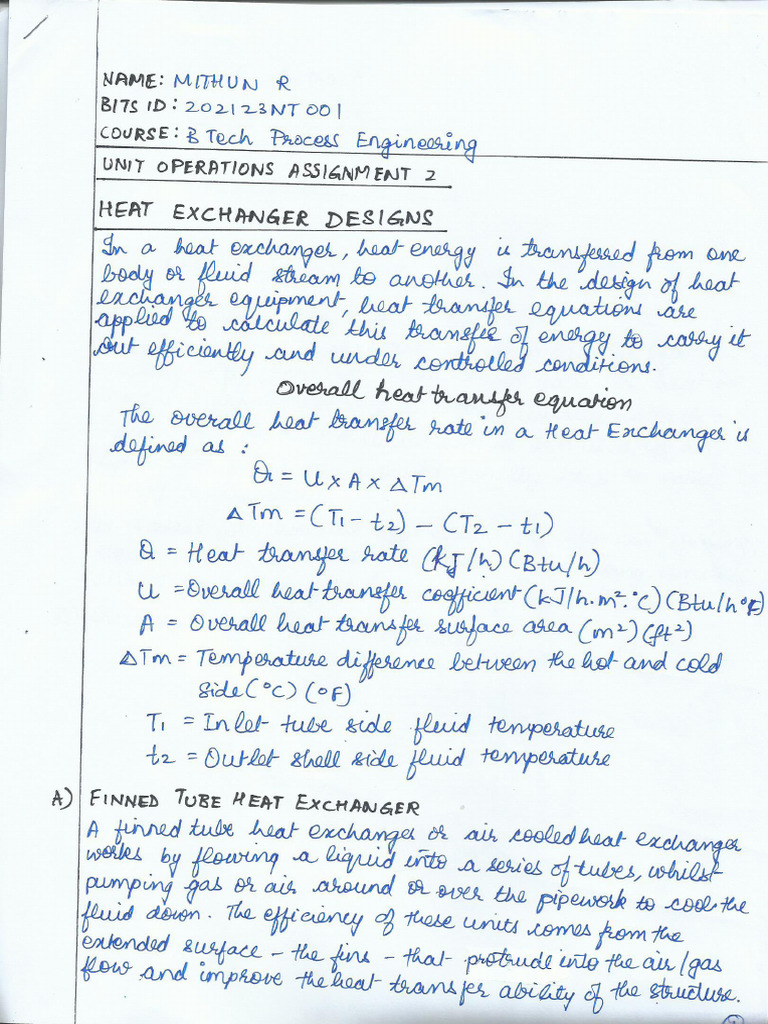 Heat Exchanger Assignment | PDF