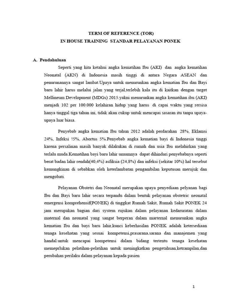 Tor Pelatihan Ponek | PDF