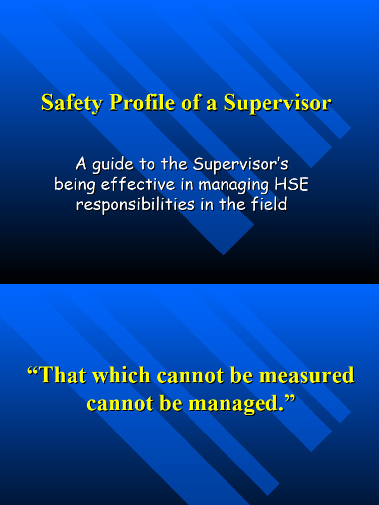 Safety Profile of A Supervisor | PDF | Leadership | Business