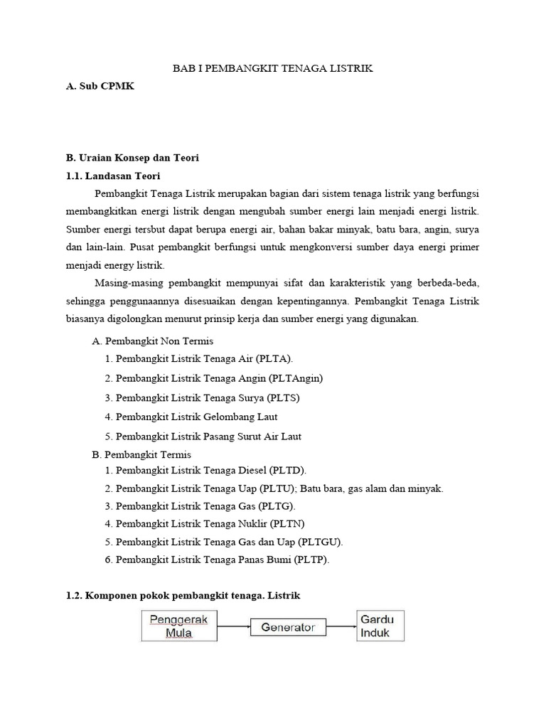 Jenis-jenis Pembangkit Tenaga Listrik | PDF