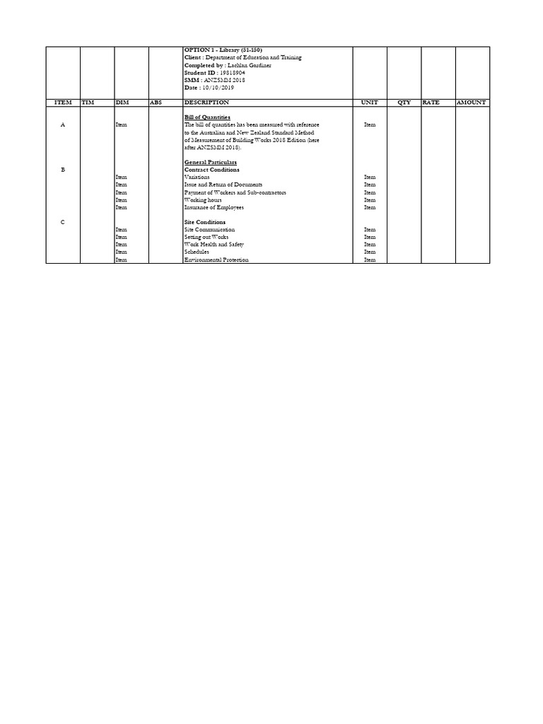 Example BOQ | PDF | Concrete | Foundation (Engineering)