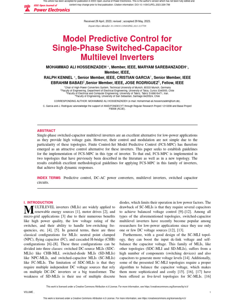 Model Predictive Control For Single-Phase Switched-Capacitor Multilevel Inverters | PDF | Power ...