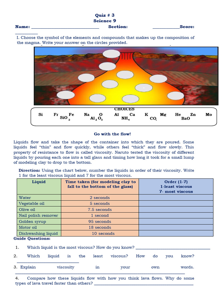 Volcano Quiz | PDF | Magma | Lava