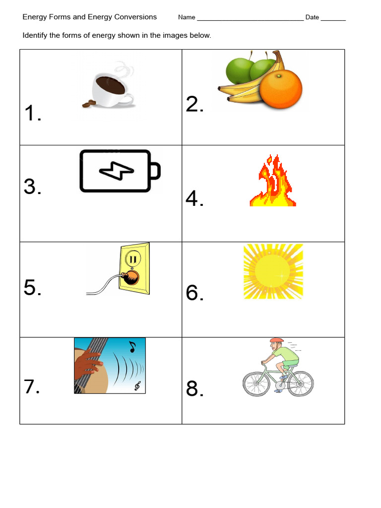 Energy Transformation-Worksheet | PDF