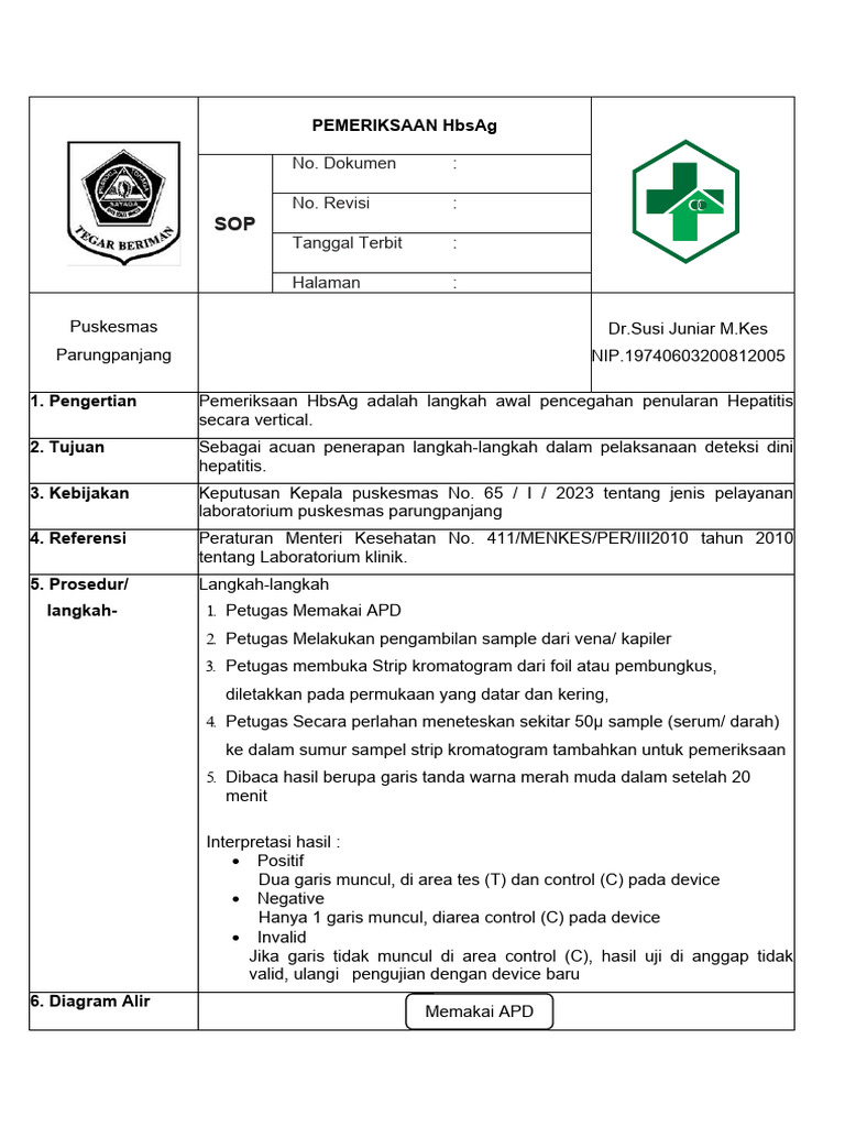 Sop Pemeriksaan Hbsag | PDF