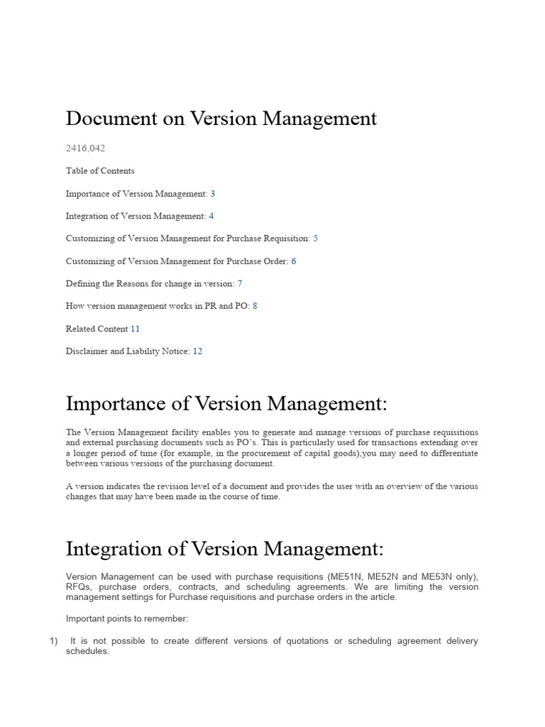 Version Management for Purchase Documents | PDF | Information ...