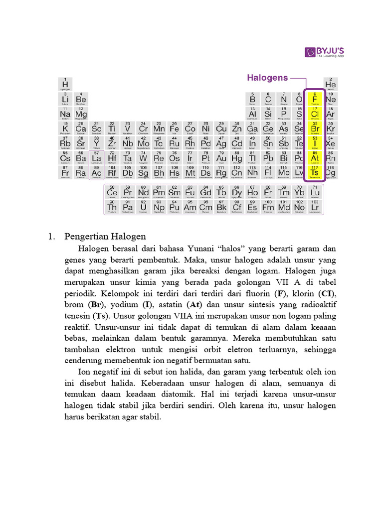 Sifat dan Kegunaan Unsur Halogen | PDF