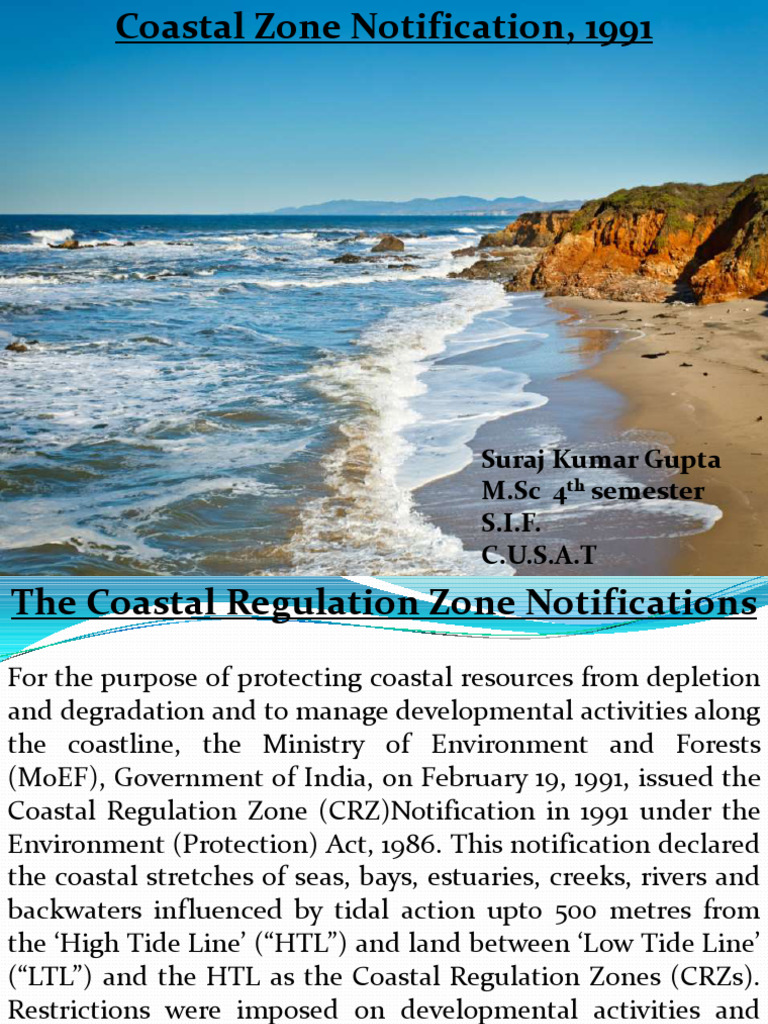 Coastal Regulation Zone Notification 1991 | PDF | Beach | Coast