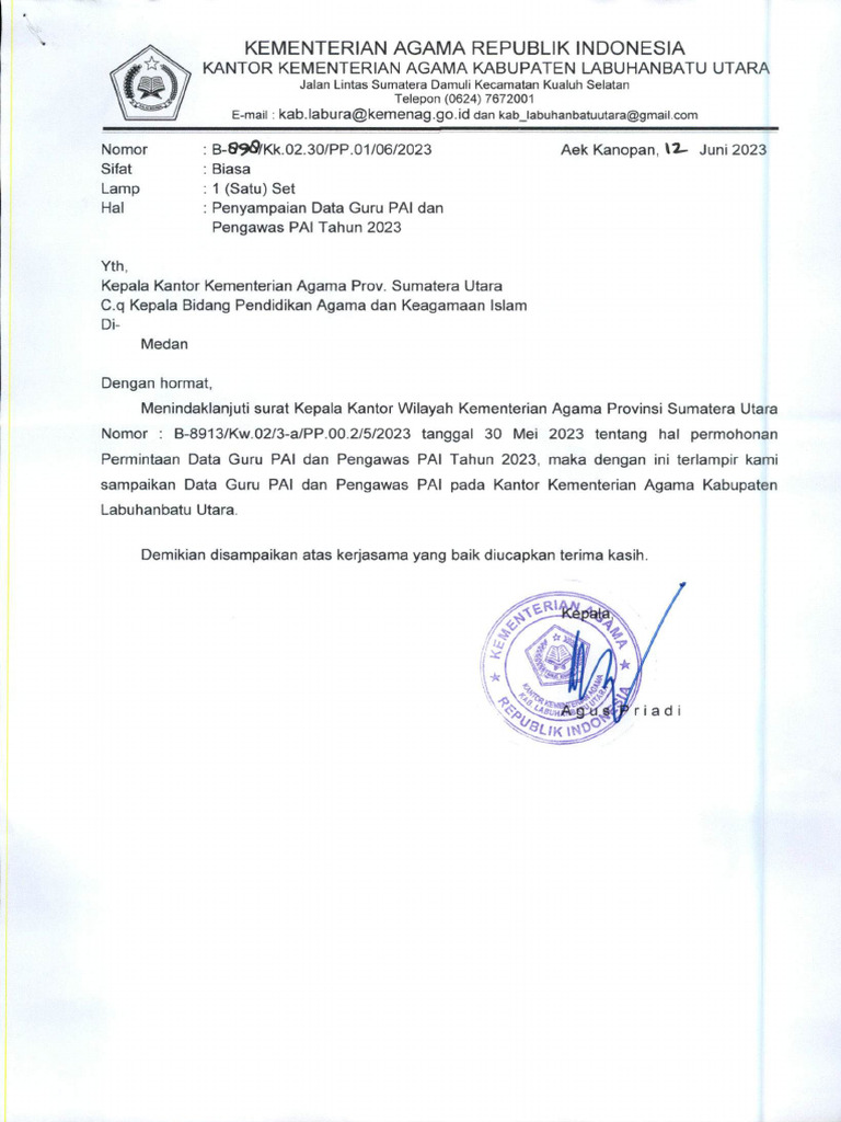 Penyampaian Data GPAI&Pengawas | PDF