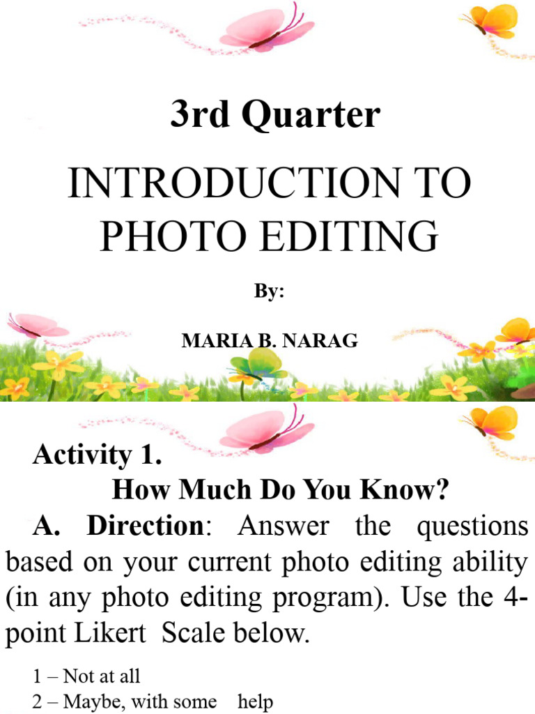 Introduction to Photo Editing Skills | PDF | Career & Growth