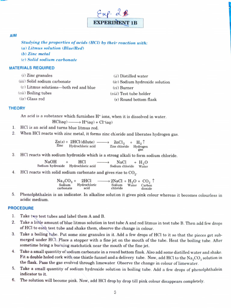 Experiment-2 Chemistry | Download Free PDF | Hydrochloric Acid | Sodium ...
