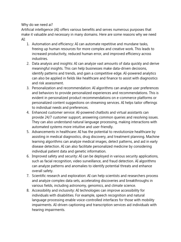 Why do we need ai | PDF