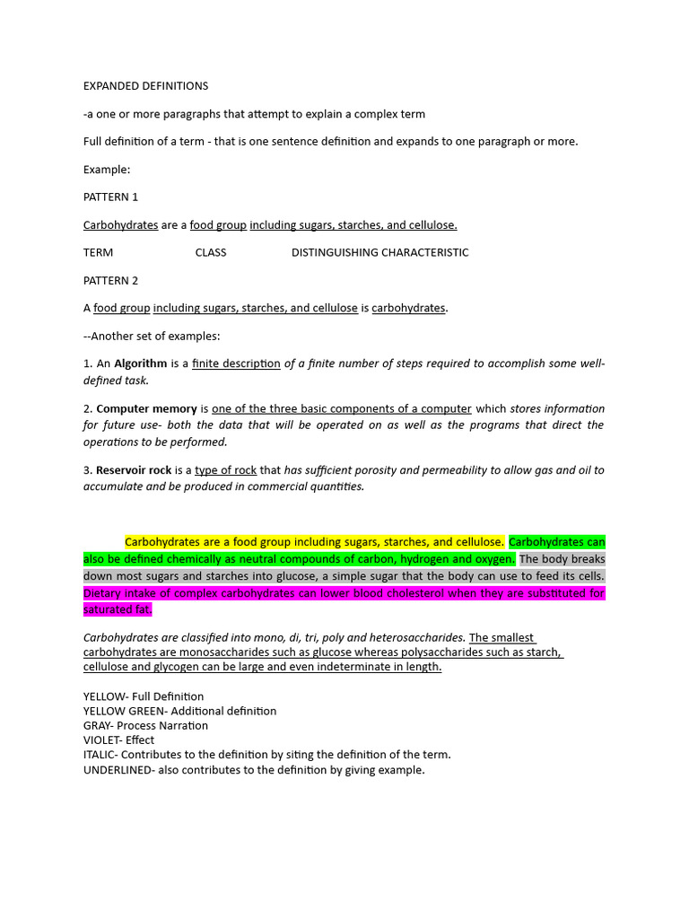 Expanded Definitions Pdf