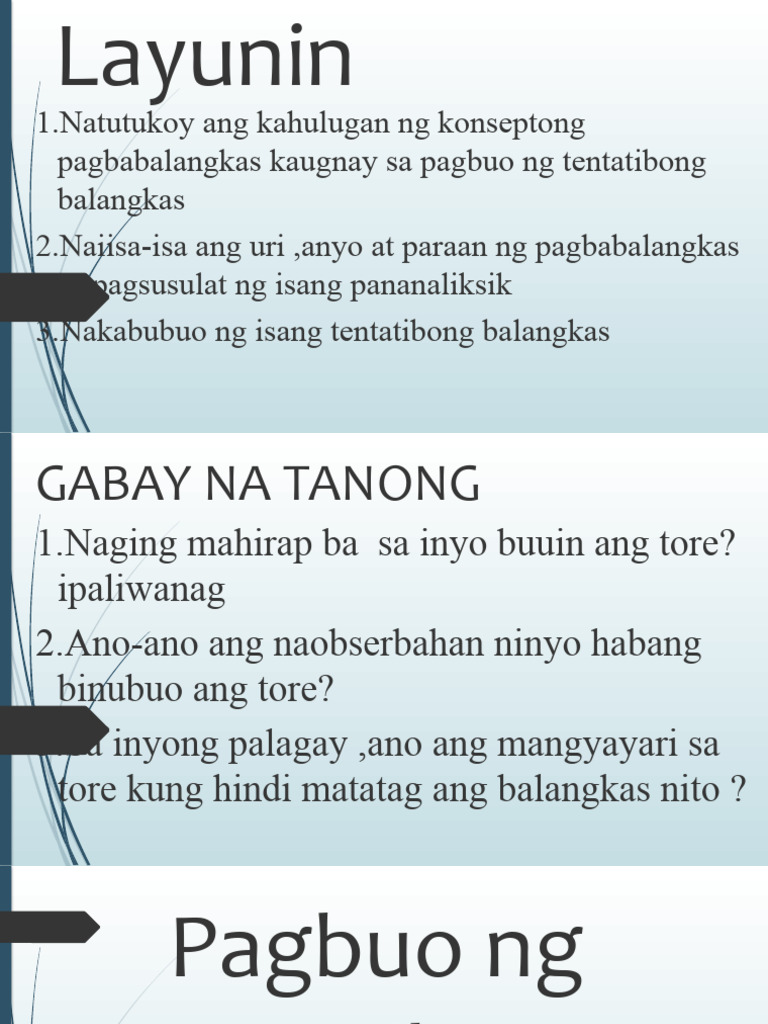 Pagbuo NG Tentatibong Balangkas 2023 | PDF