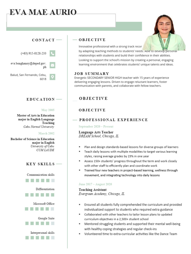 Teacher Resume Example Template | PDF | Teachers | Résumé