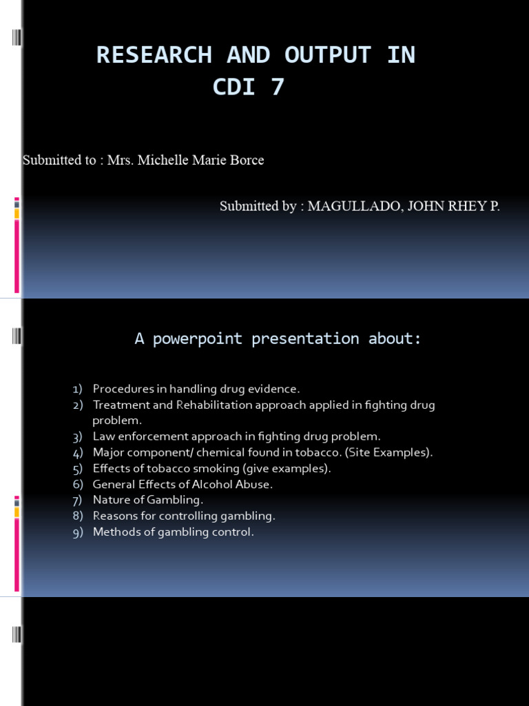 Magullado, Finals Research and Output in Cdi | PDF | Drug Rehabilitation | Psychotherapy