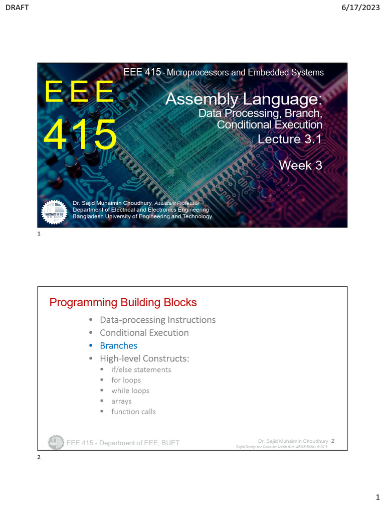 EEE415-Week03-Assembly Language Programming | PDF