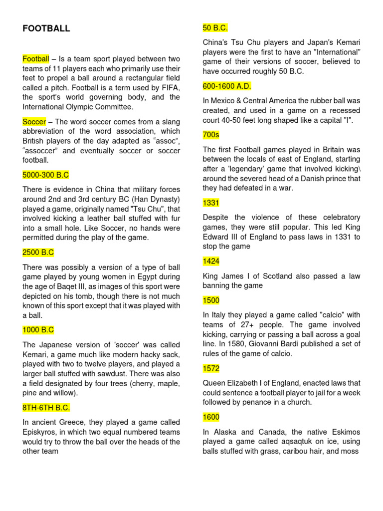 Football Handout | PDF | Association Football | Fifa World Cup