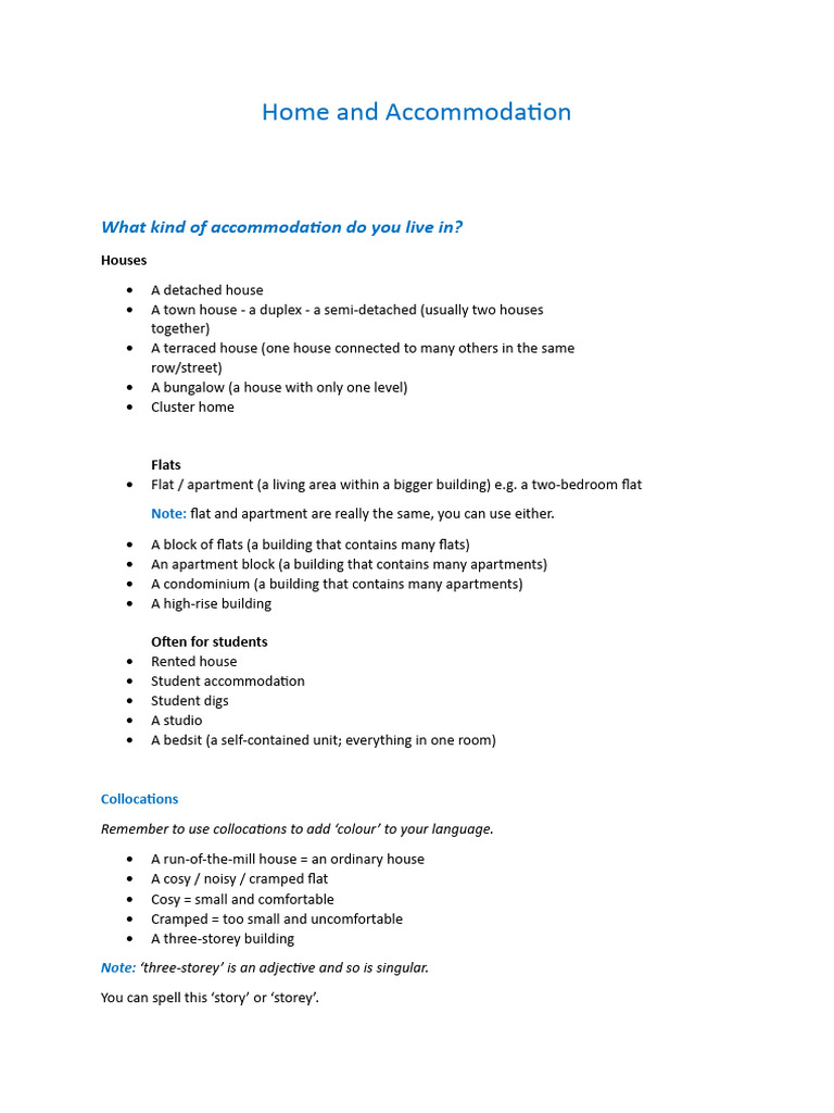 Home and Accommodation | PDF