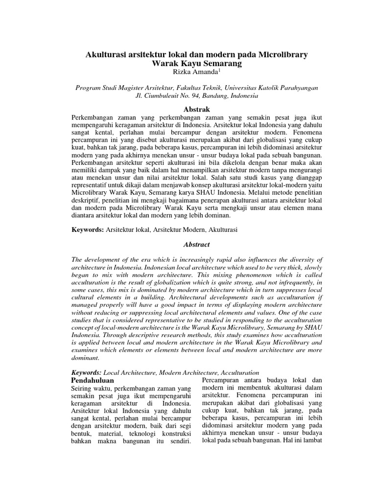 Akulturasi Arsitektur di Microlibrary | PDF