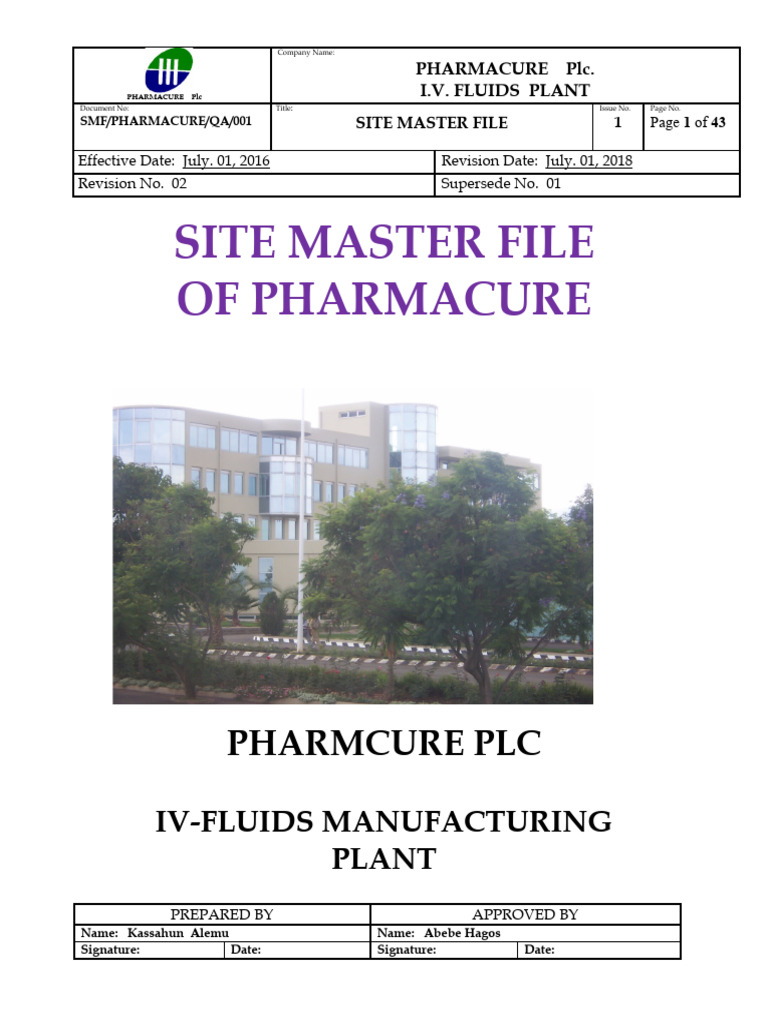 Site Master File of Pharmacure | PDF