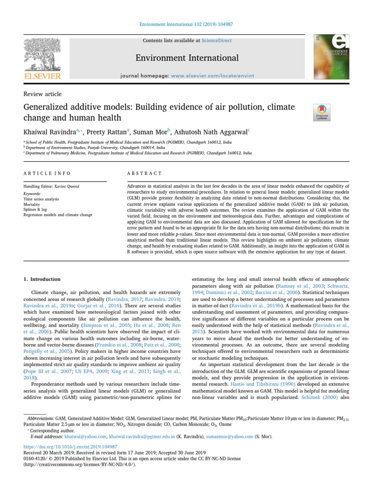 Generalized Additive Models Building Evidence of Air Pollution, Climate | PDF | Linear ...