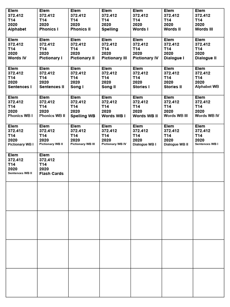 Call Number Sticker | PDF